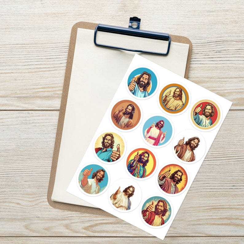 Jesus Giving You A Thumb up Jesus Christ Sticker Sheet Circle Stickers ...