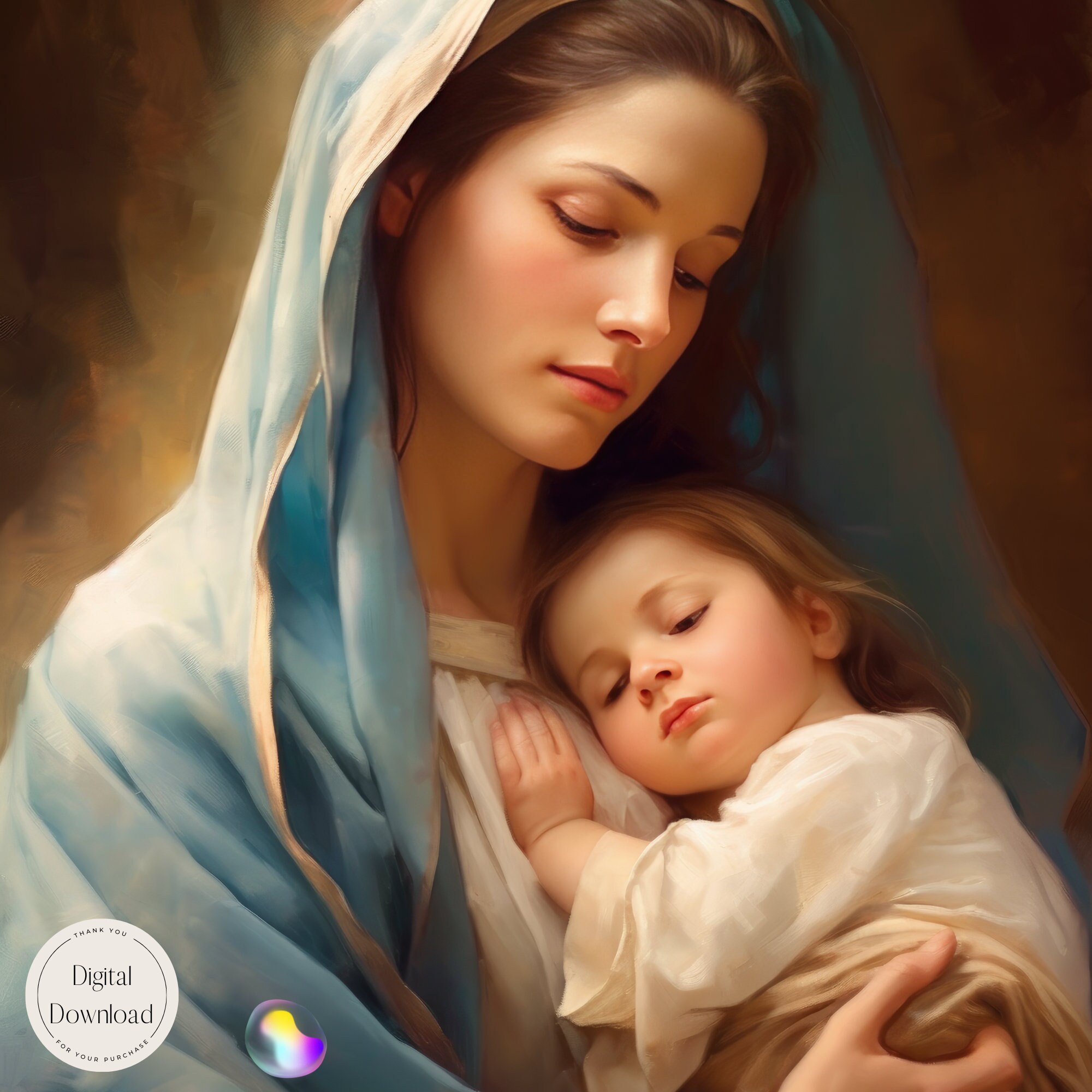 Mother Mary and Baby Jesus Printable Art 56 Instant Download Catholic ...