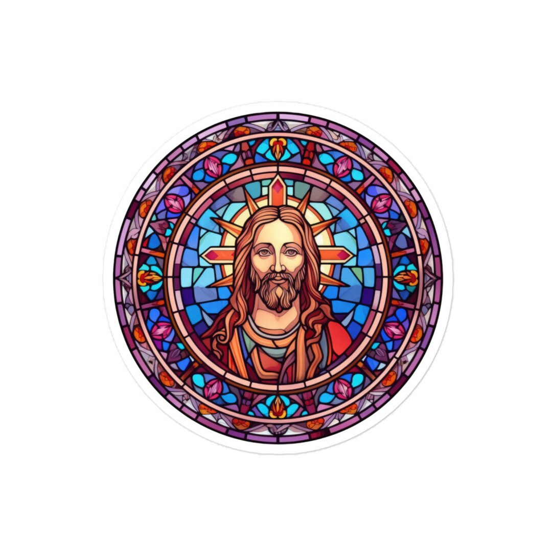 Stained Glass Jesus Christ Sticker Kiss-cut & Bubble-free Premium ...