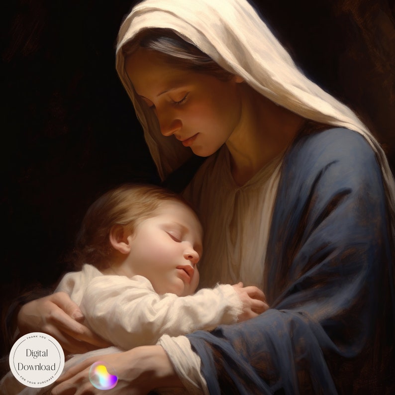 A Mother's Embrace: Mother Mary and Baby Jesus Printable Art 1 ...