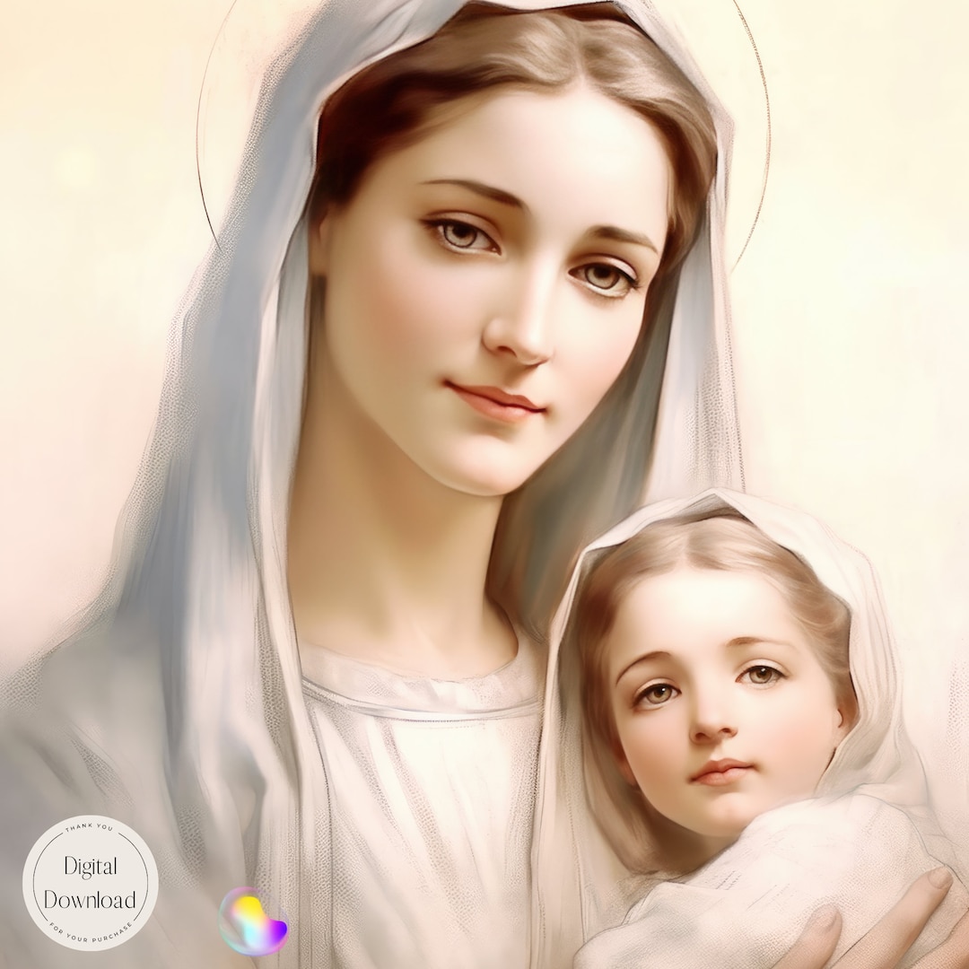 Mother Mary and Baby Jesus Printable Art 45 | Instant Download ...