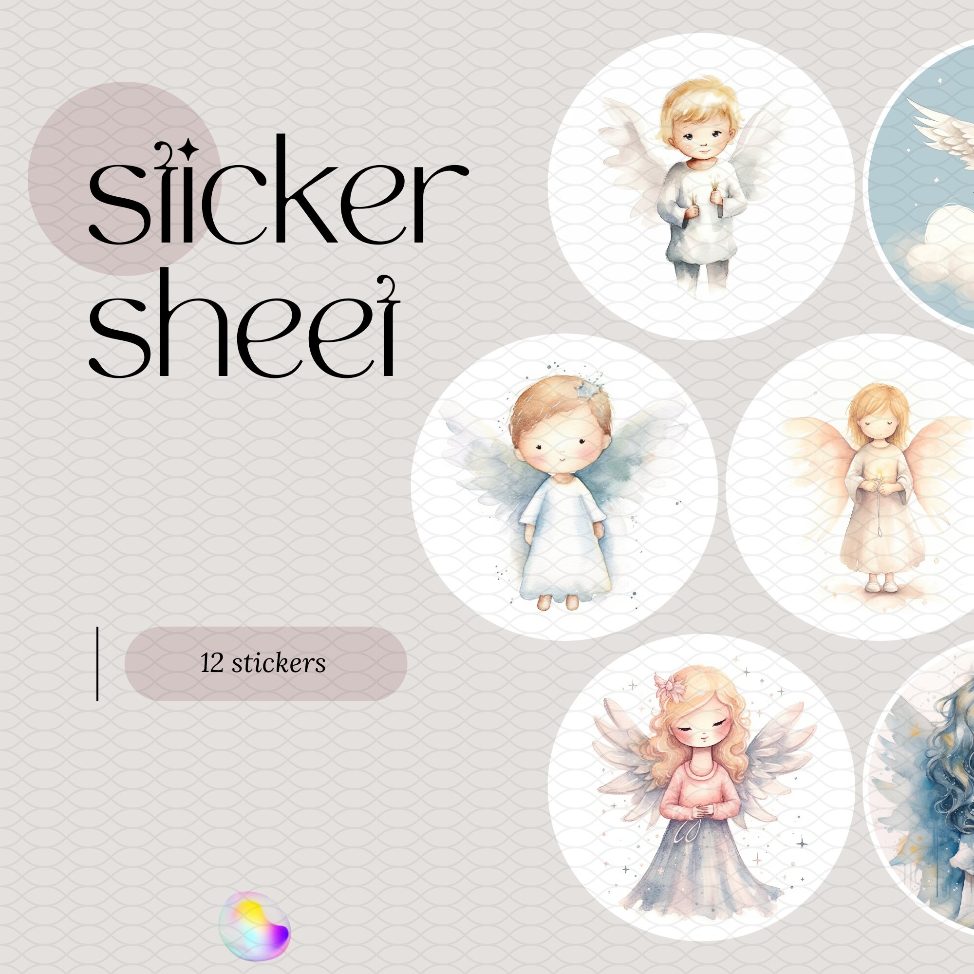 12x Seraphic Guardian Angel Sticker Pack Christian Baptism Faithful ...