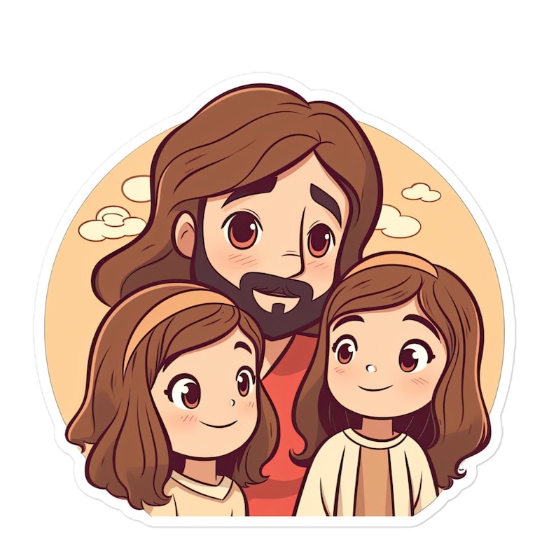 Jesus With Children Sticker, Jesus Christ Sticker Kiss-cut & Bubble ...