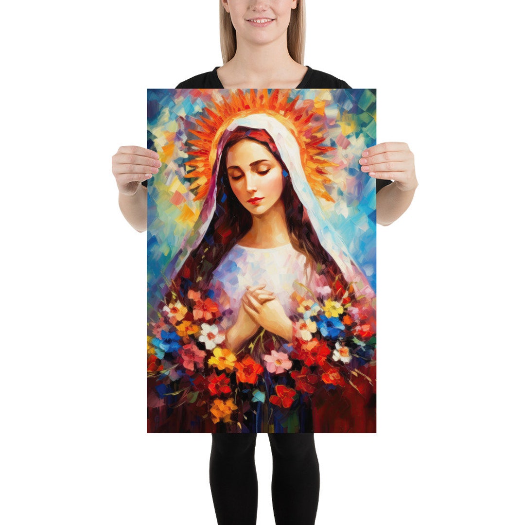 Divine Presence: Virgin Mary Poster for Baptisms, Confirmations, and ...