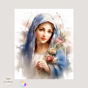 Mother Mary Religious Printable Art 503 | Instant Download | Religious ...