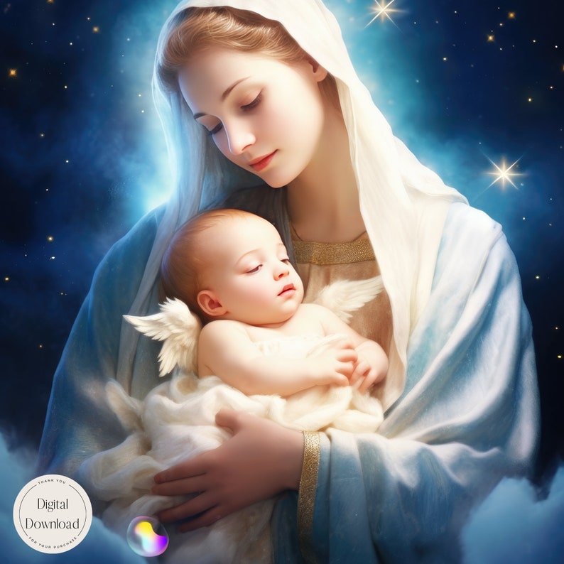 Mother Mary and Baby Jesus Printable Art 8 | Instant Download | A ...