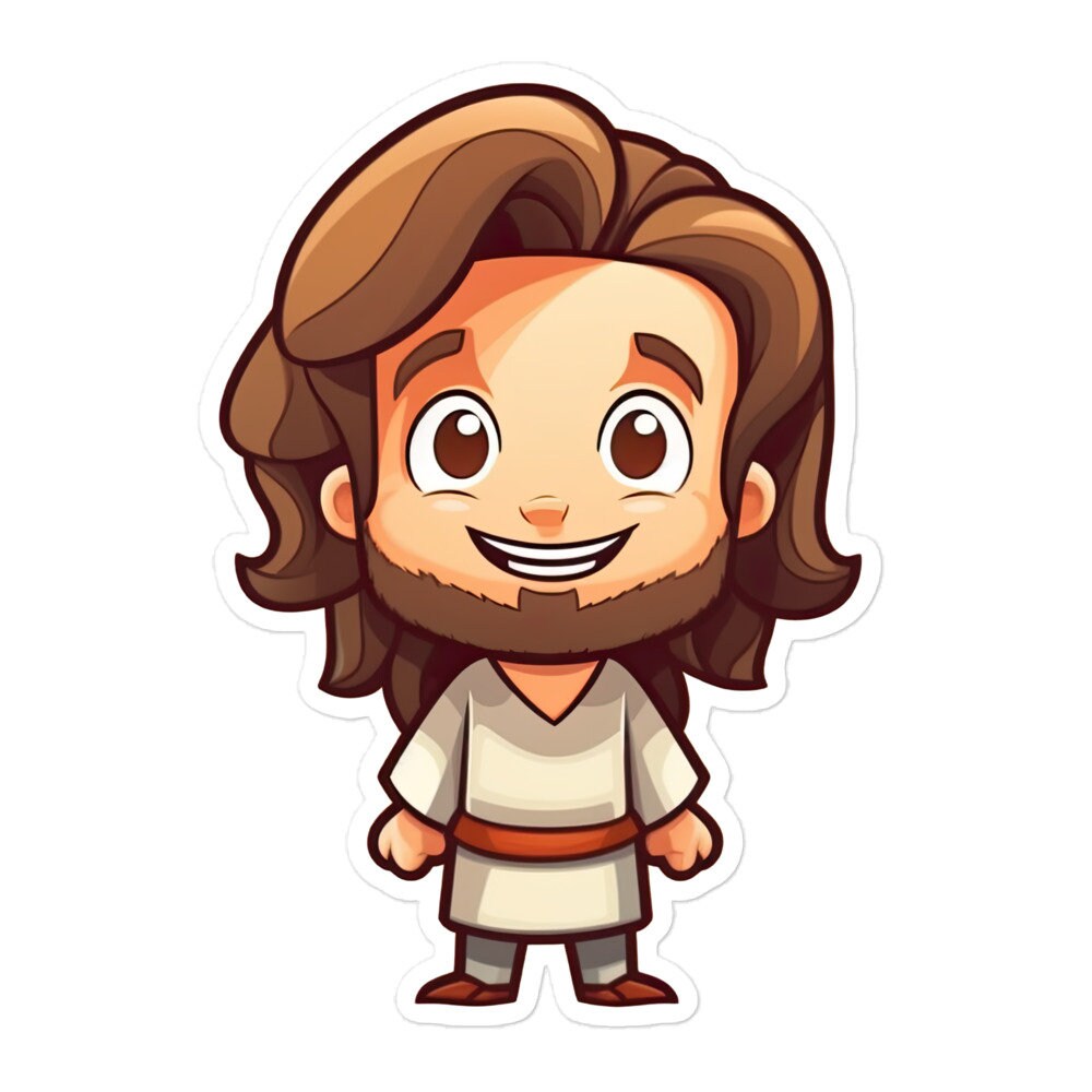 Cute Jesus, Chibi Jesus, Cartoon Jesus Sticker Kiss-cut & Bubble-free ...