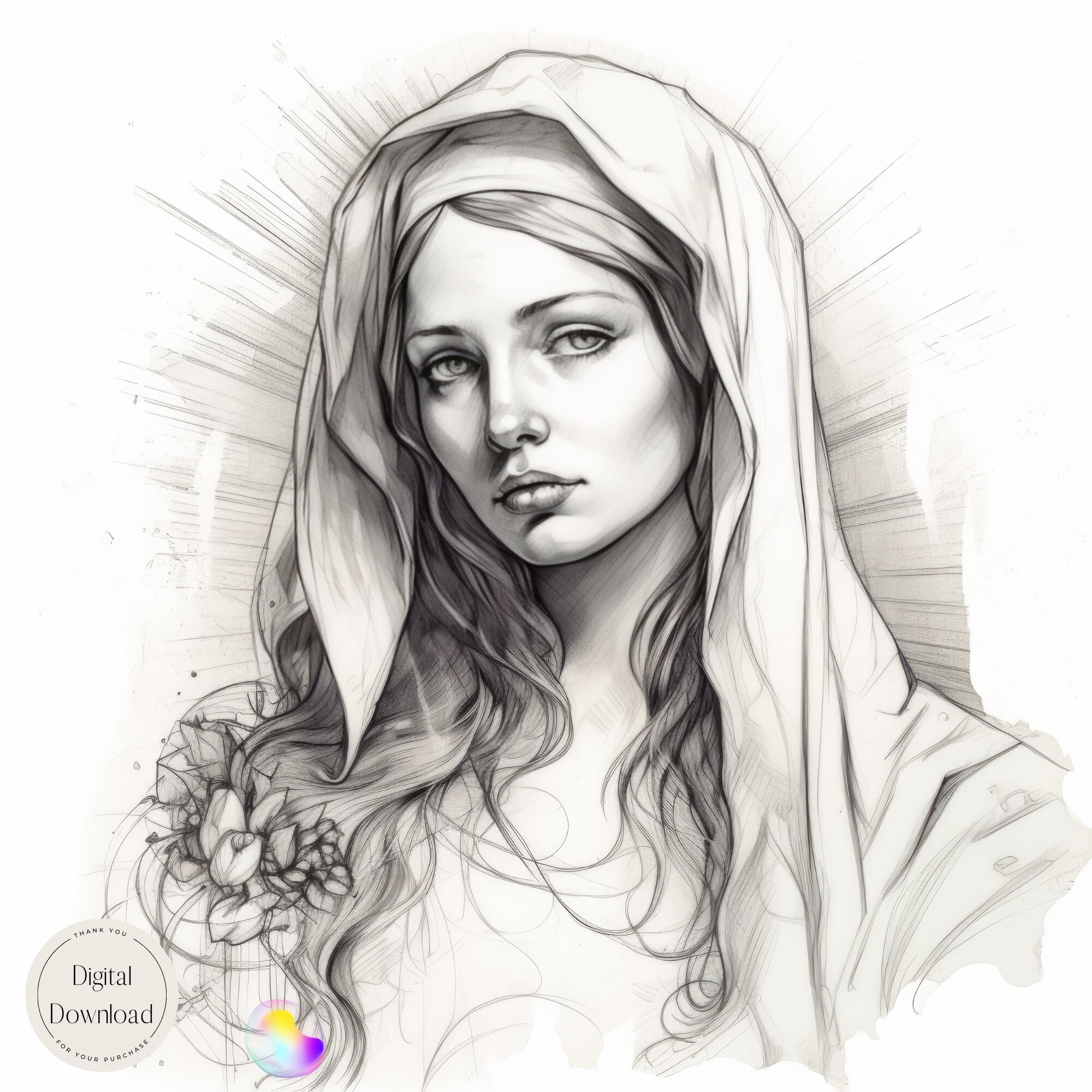 Divine Mother Mary Blessings Artwork Mother Mary Religious Printable ...