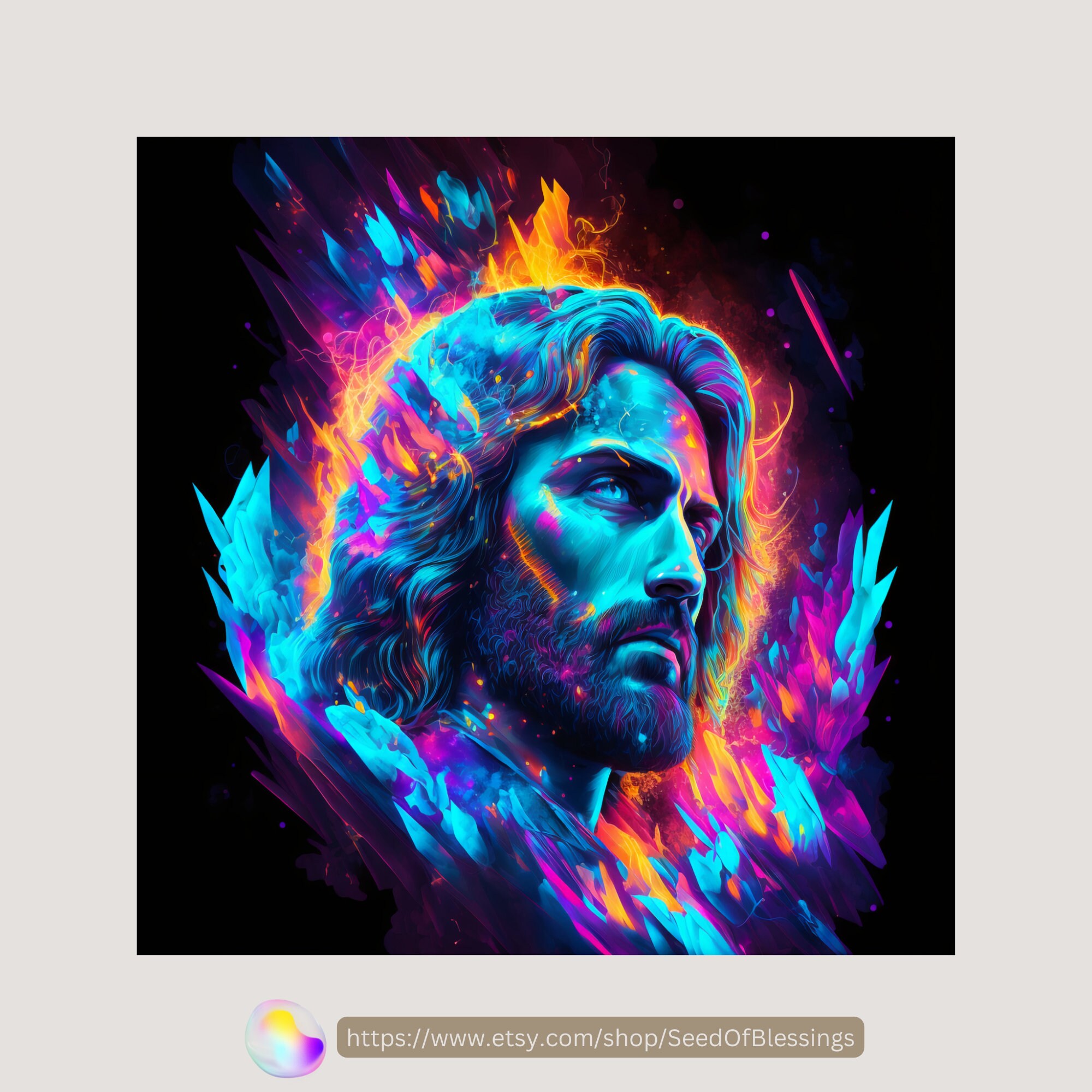 Jesus Christ Portrait Illustration Poster Synthwave Jesus Cyberpunk ...