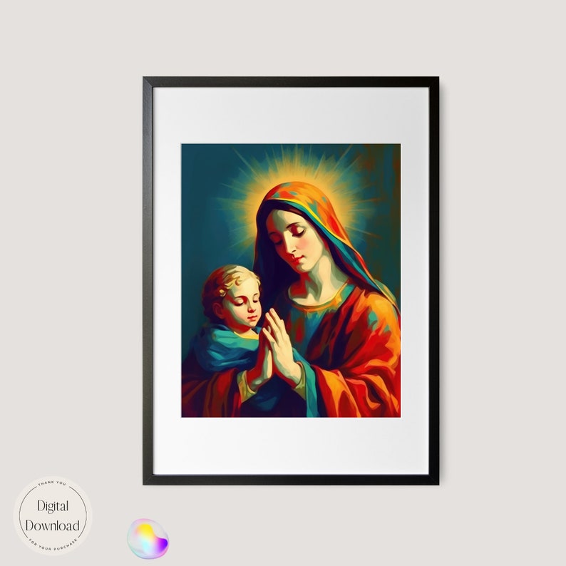 Mother Mary and Baby Jesus Printable Art 28 | Instant Download ...