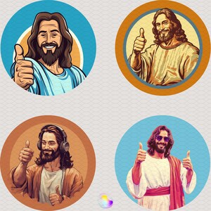 Jesus Giving You A Thumb up | Jesus Christ Sticker Sheet - Circle ...