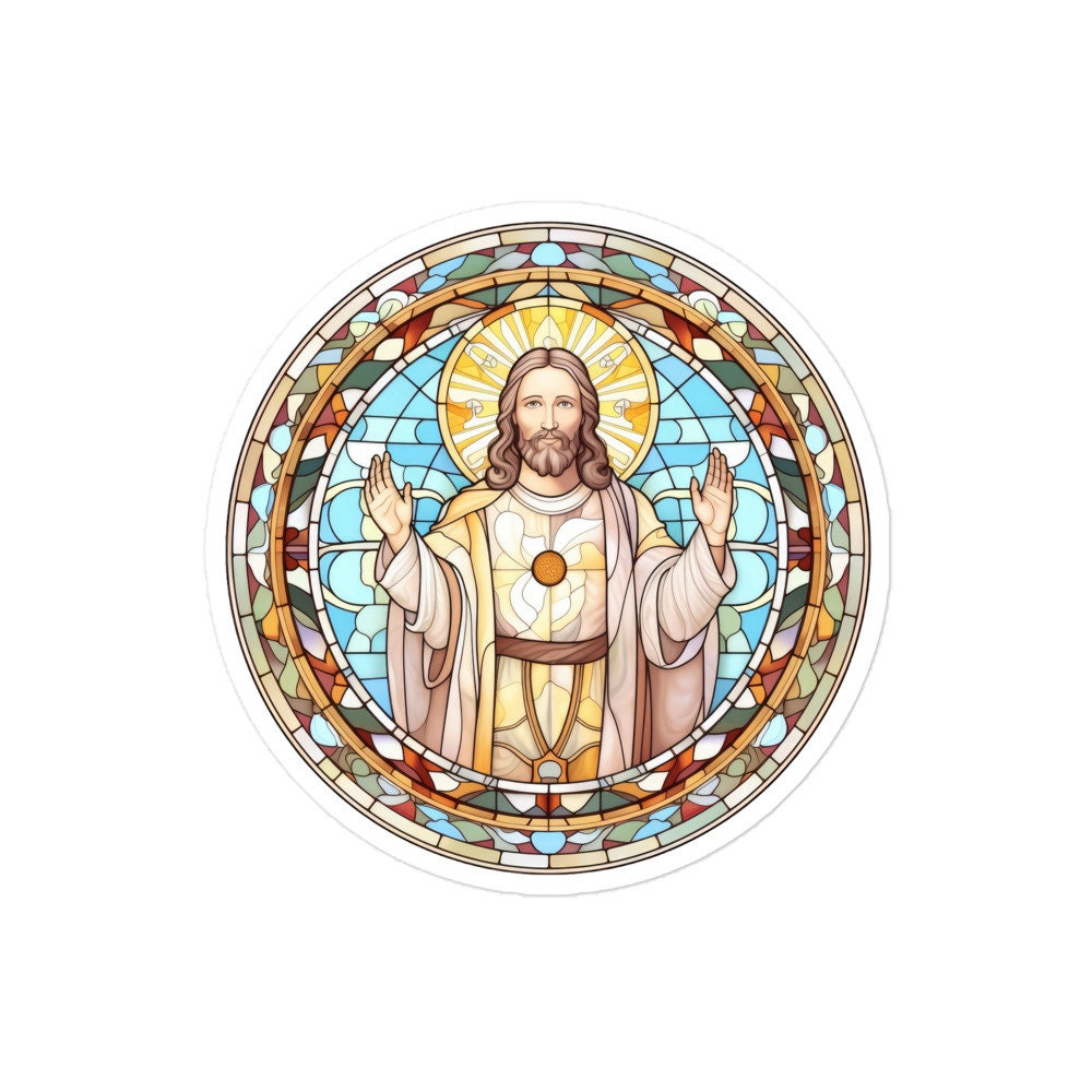 Stained Glass Jesus Christ Sticker Kiss-cut & Bubble-free Premium ...