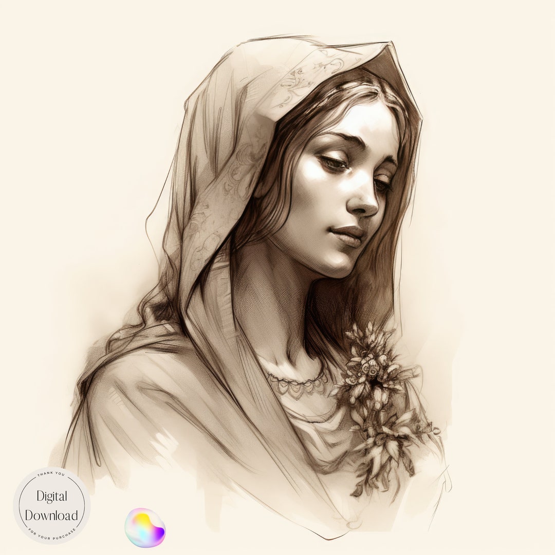 Spiritual Mary Portrait Printables | Mother Mary Religious Printable ...