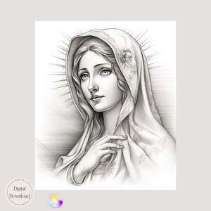 Spiritual Mary Portrait Printables | Mother Mary Religious Printable ...
