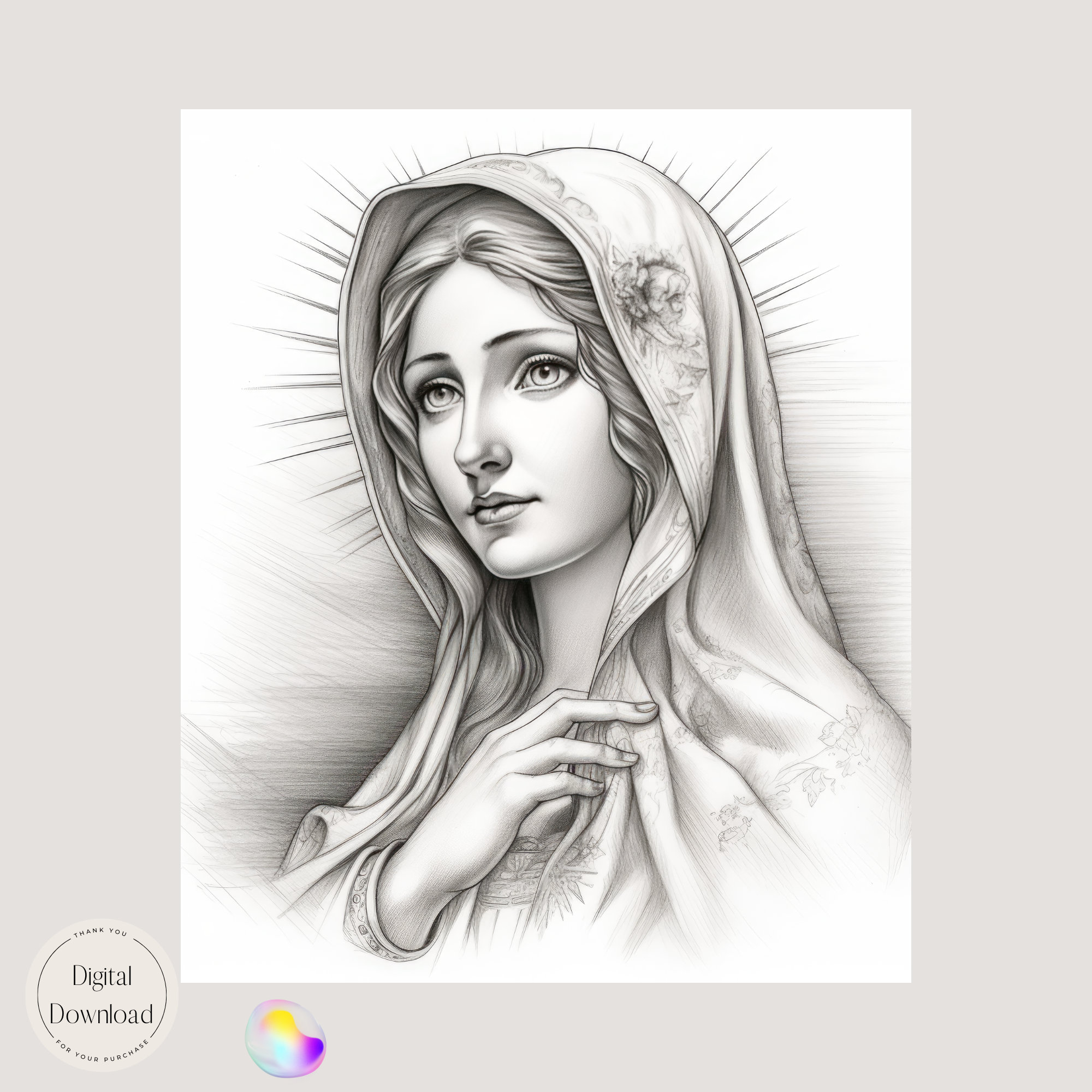 Spiritual Mary Portrait Printables | Mother Mary Religious Printable ...