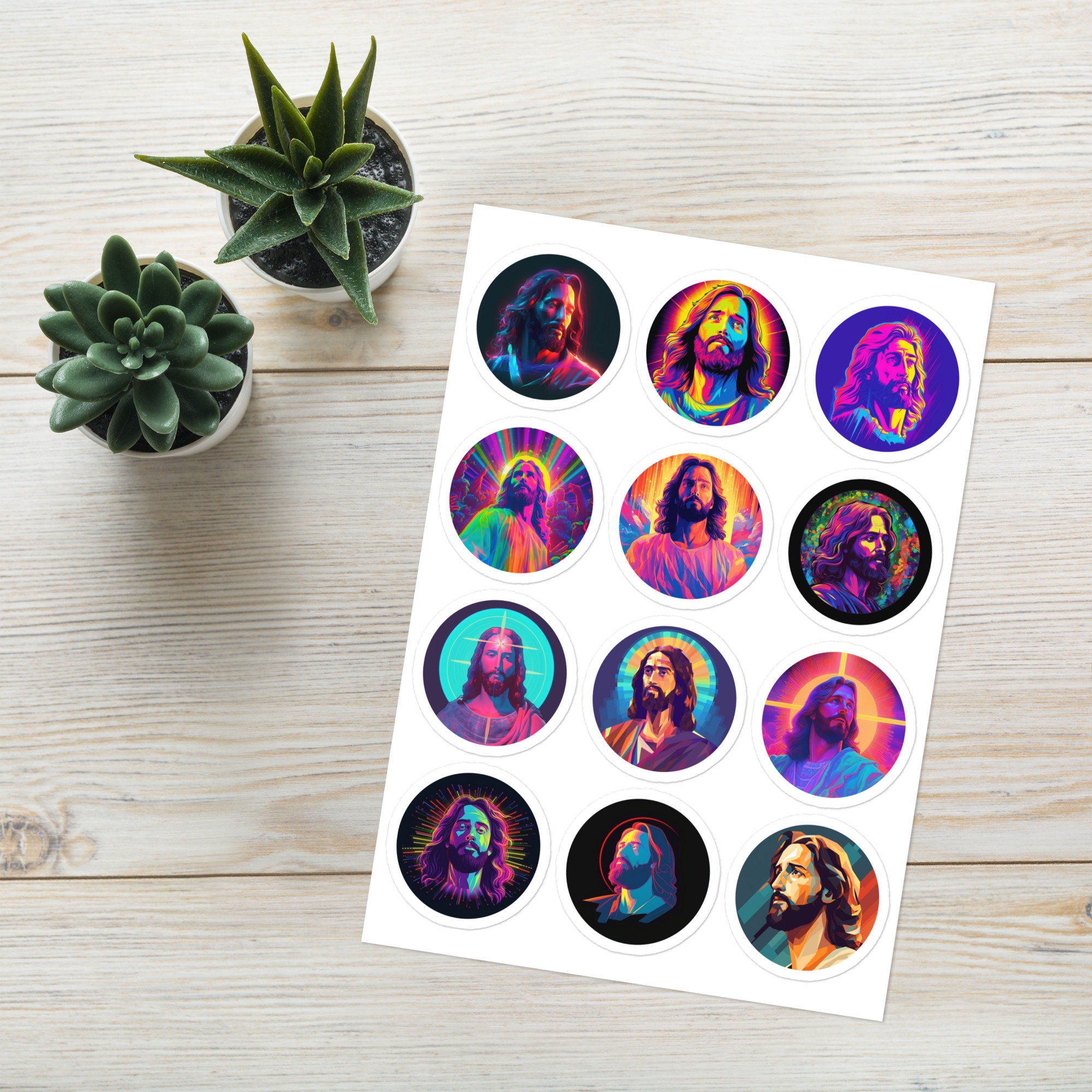 12x Jesus Christ Sticker Sheet Circle Stickers 12 Jesus Decals Ideal ...