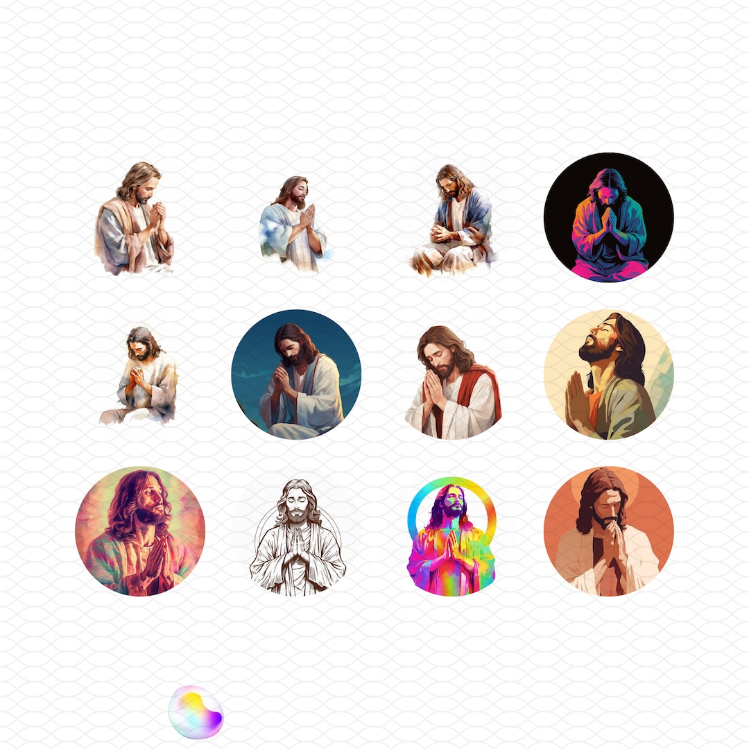 Jesus Praying Hand Stickers | Christ Sticker Sheet - Circle Stickers 23 ...