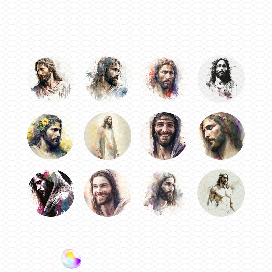 12x Watercolor Jesus Christ Sticker Sheet - Circle Stickers 18 | Bible ...
