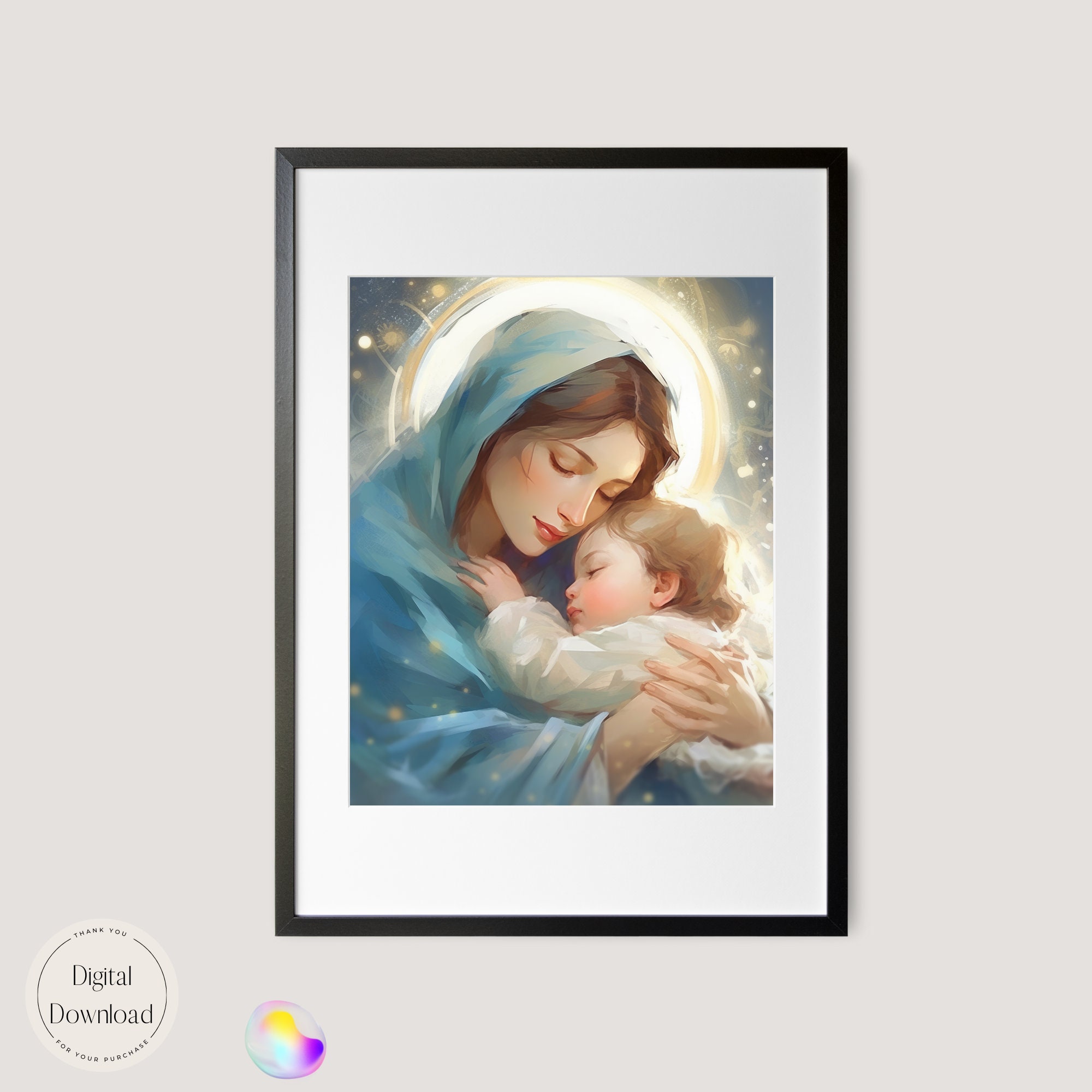 Mother Mary and Baby Jesus Printable Art 34 | Instant Download ...