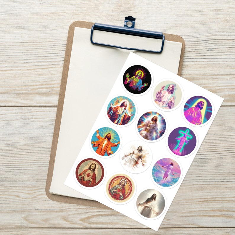 Praising Jesus Jesus Christ Sticker Sheet Circle Stickers 53 Enhance ...