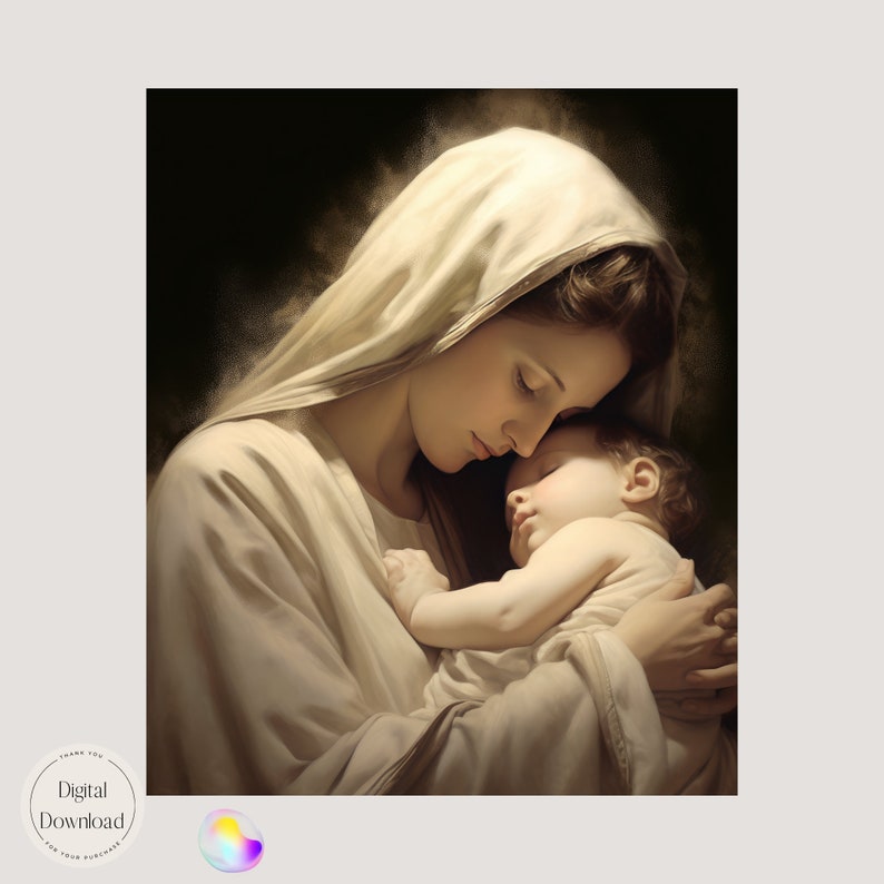 Mother Mary and Baby Jesus Printable Art 81 Instant Download ...