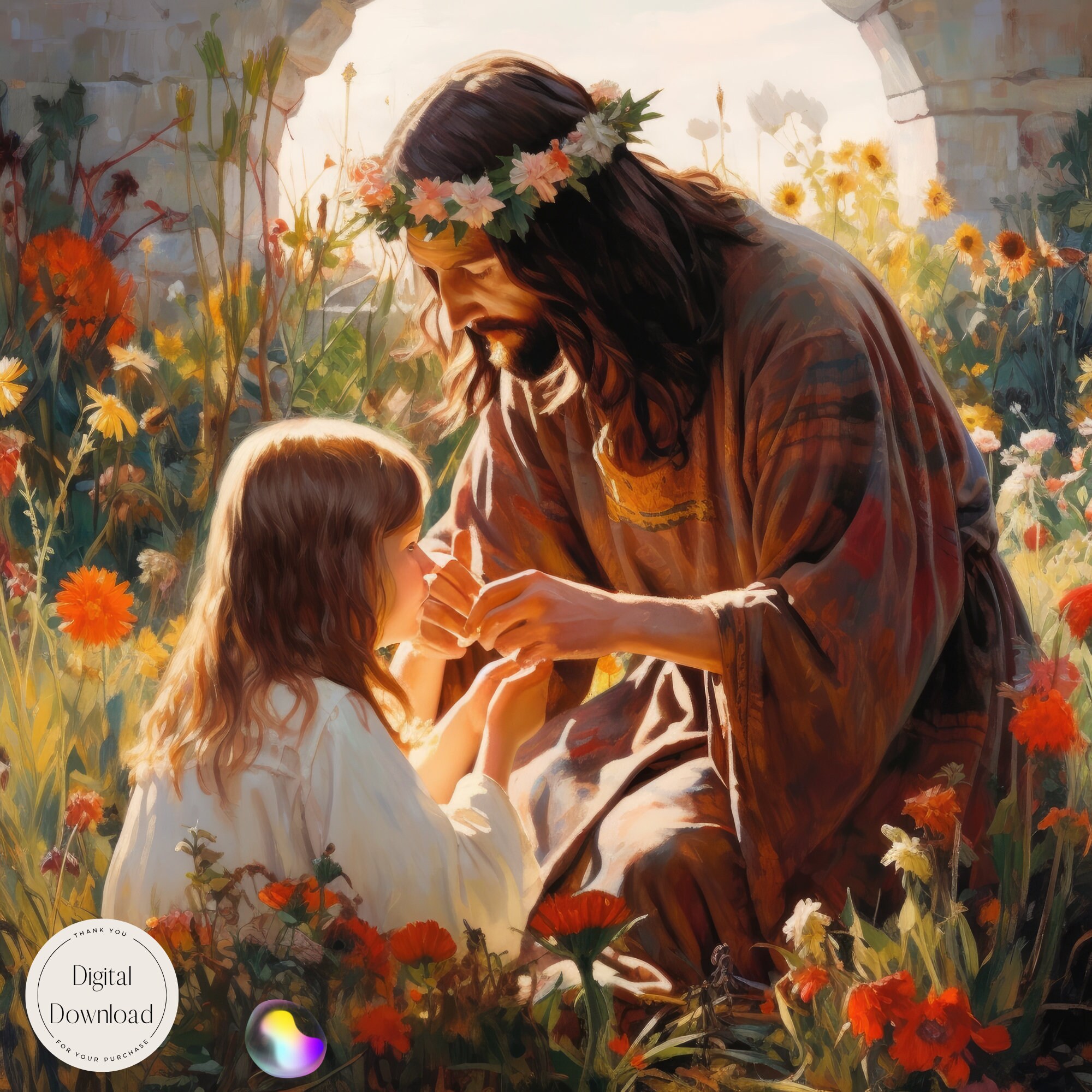 Jesus Christ and Children Religious Printable Art 100 | Instant ...