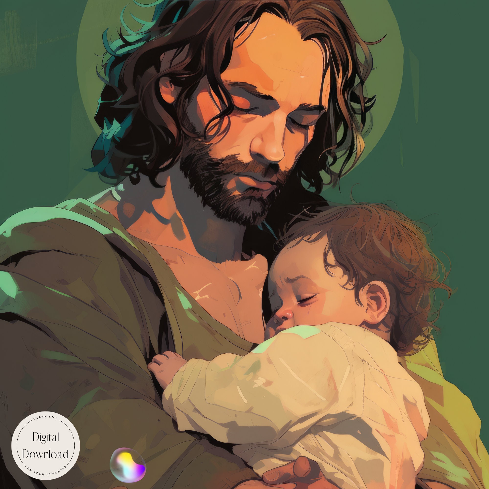 Jesus Christ and Children Religious Printable Art 241 | Instant ...