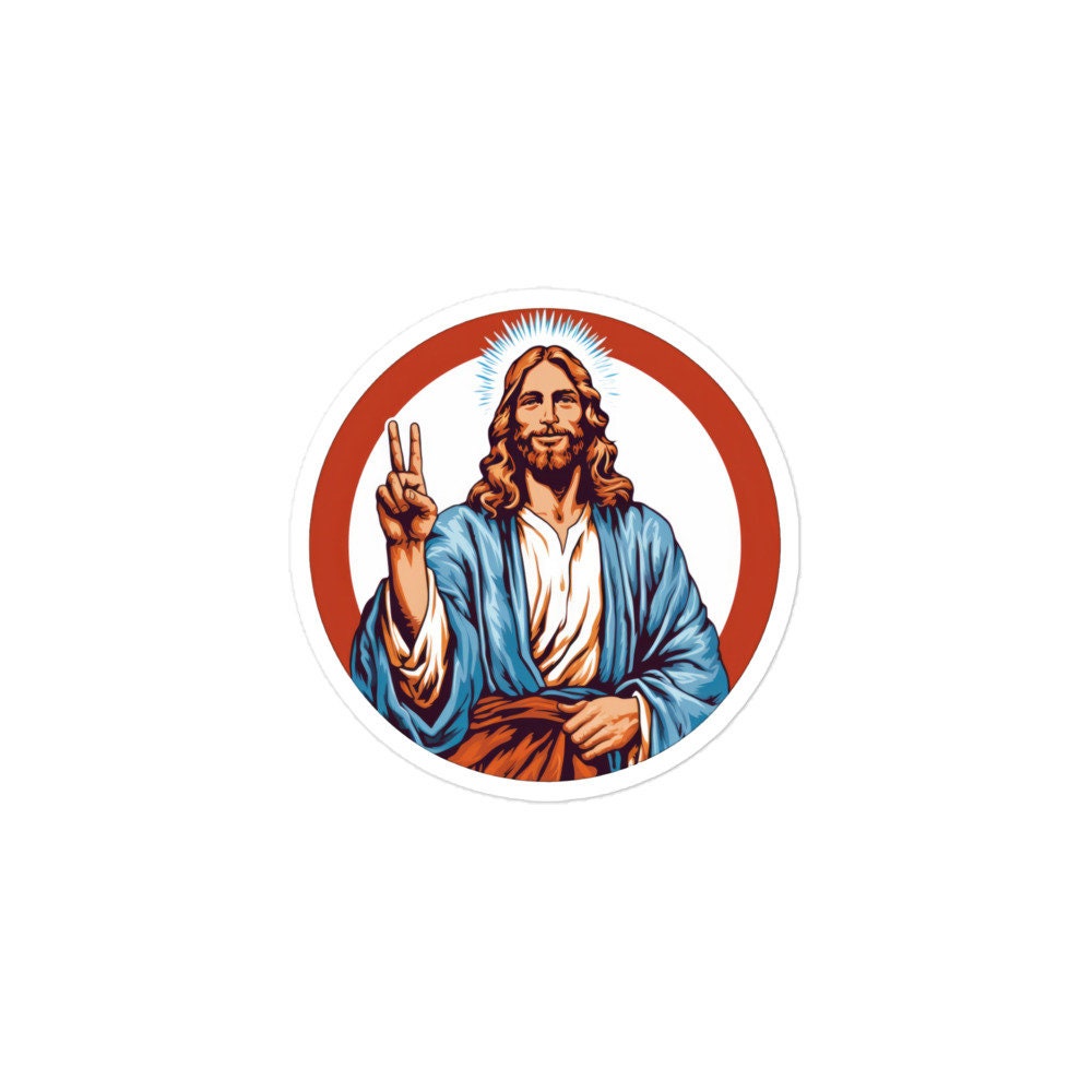 Peace Sign Jesus Sticker Jesus Christ Decal Kiss-cut & Bubble-free ...