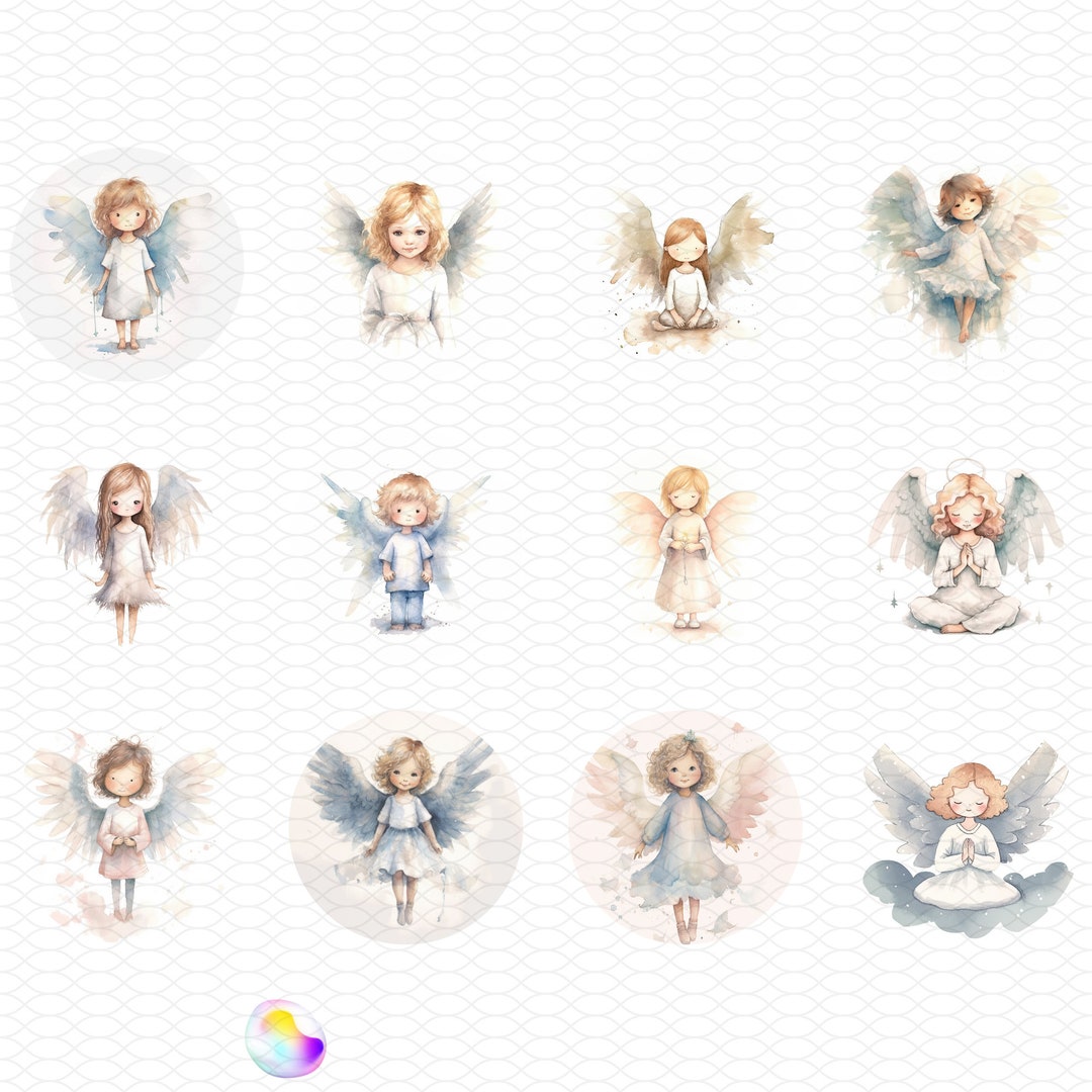 12x Cherubim Blessings Set - Baby Shower Decor - Angelic Nursery Art ...