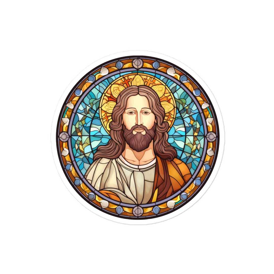Stained Glass Jesus Christ Sticker | Kiss-cut & Bubble-free Premium ...
