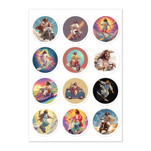 12x Jesus Takes the Wheel Stickers Jesus Christ Sticker Sheet Circle ...