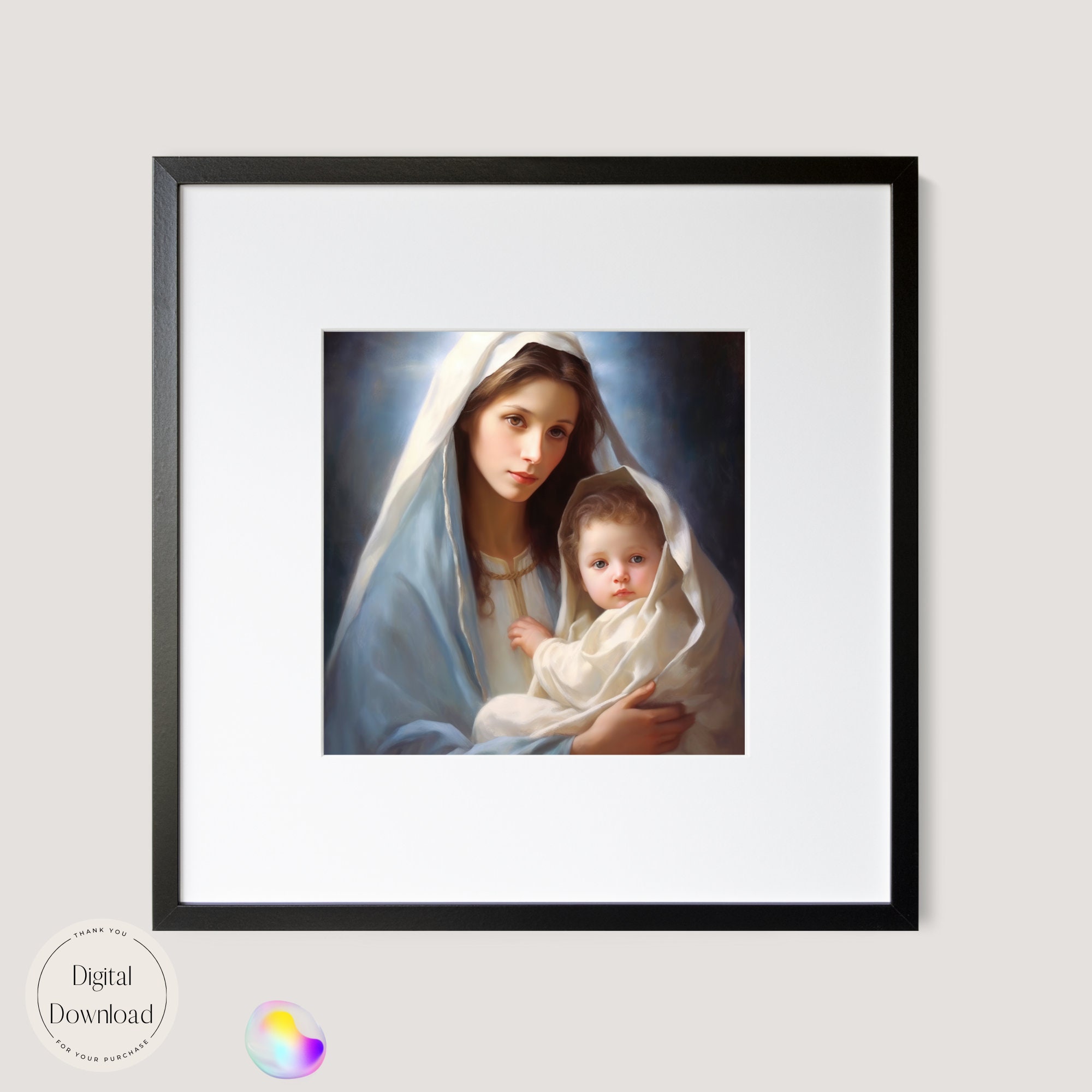 Mother Mary and Baby Jesus Printable Art 55 Instant Download Catholic ...