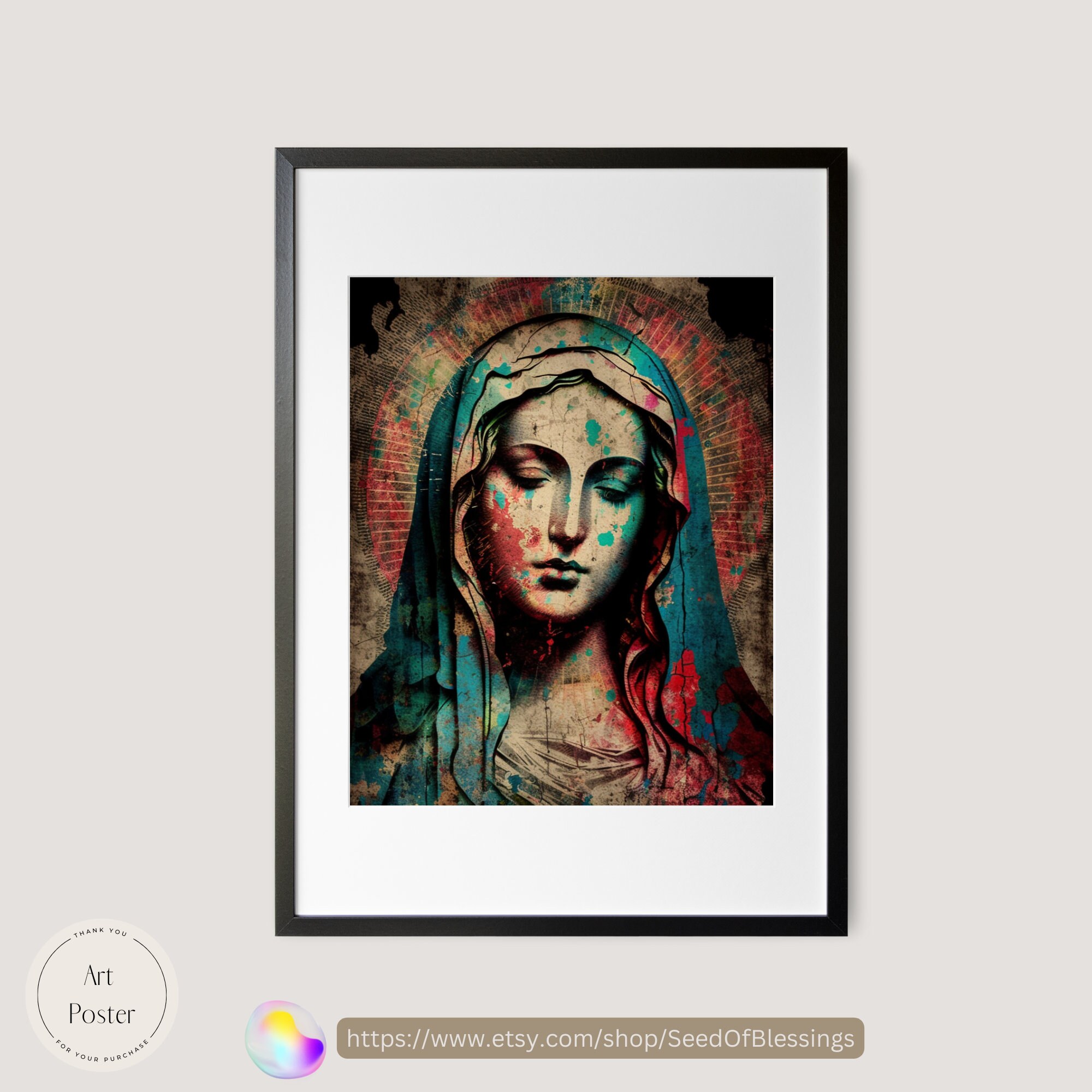 Lady of Grace: Mother Mary Portrait Art Poster - Etsy