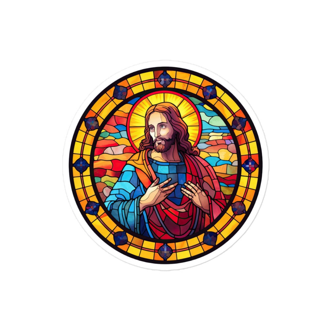 Stained Glass Jesus Christ Sticker | Kiss-cut & Bubble-free Premium ...
