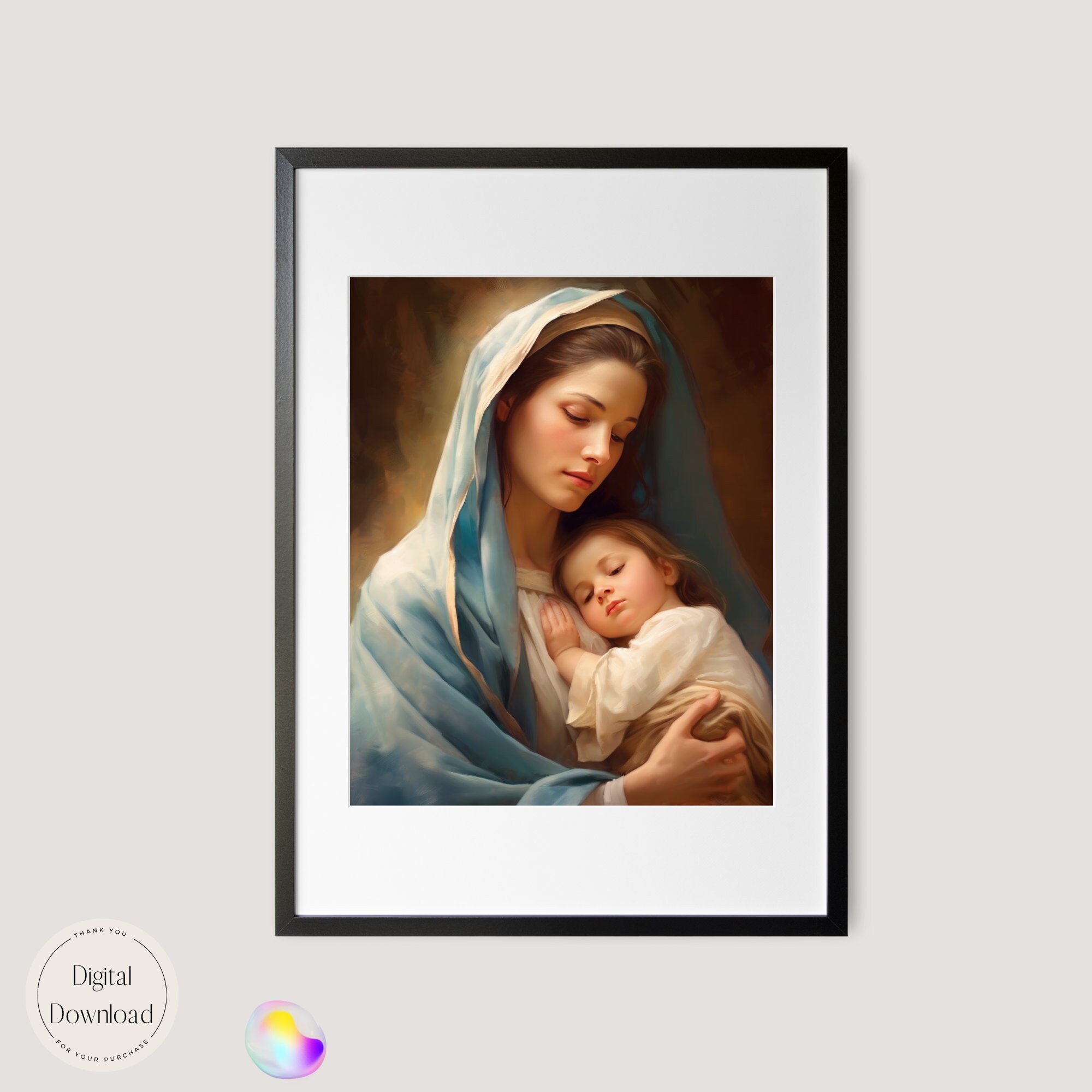 Mother Mary and Baby Jesus Printable Art 56 Instant Download Catholic ...