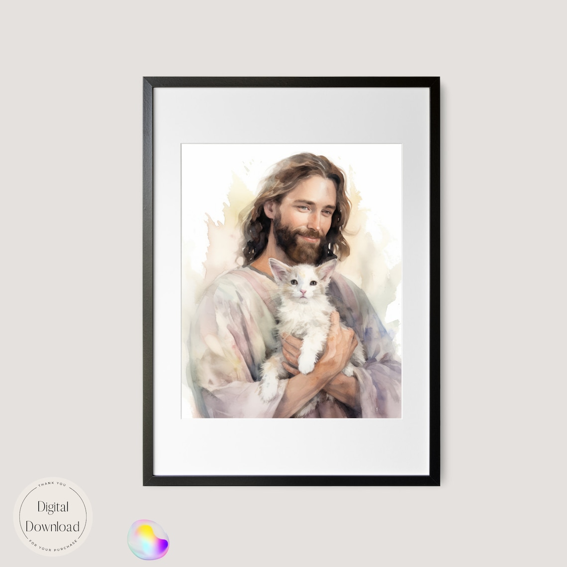 Jesus Christ and Cat Religious Printable Art 166 | Instant Download ...