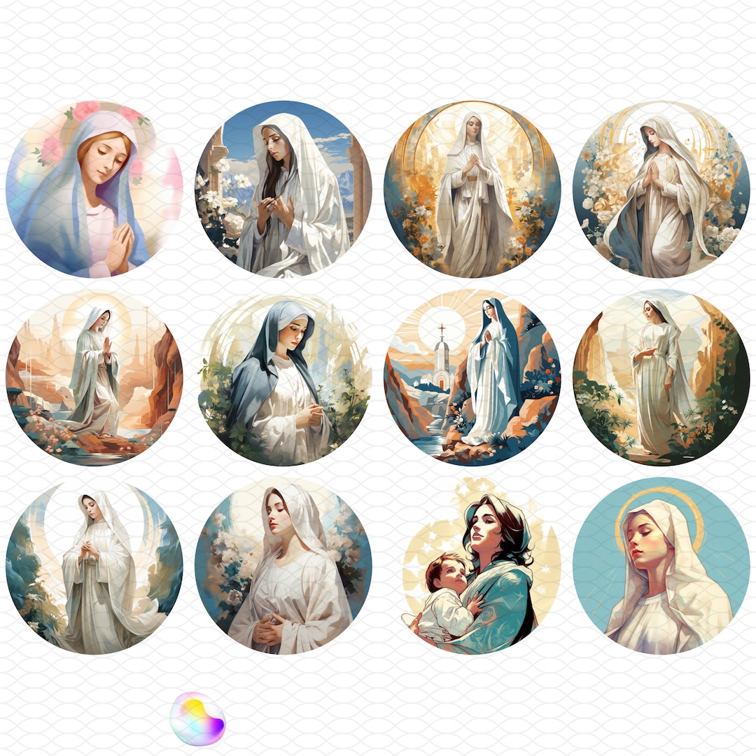 12x Mother Mary Sticker Sheet - Circle Stickers 1 | Ideal for Bible ...