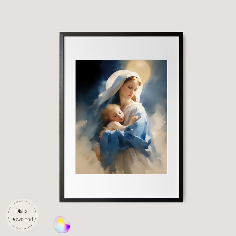 Mother Mary and Baby Jesus Printable Art 30 | Instant Download ...