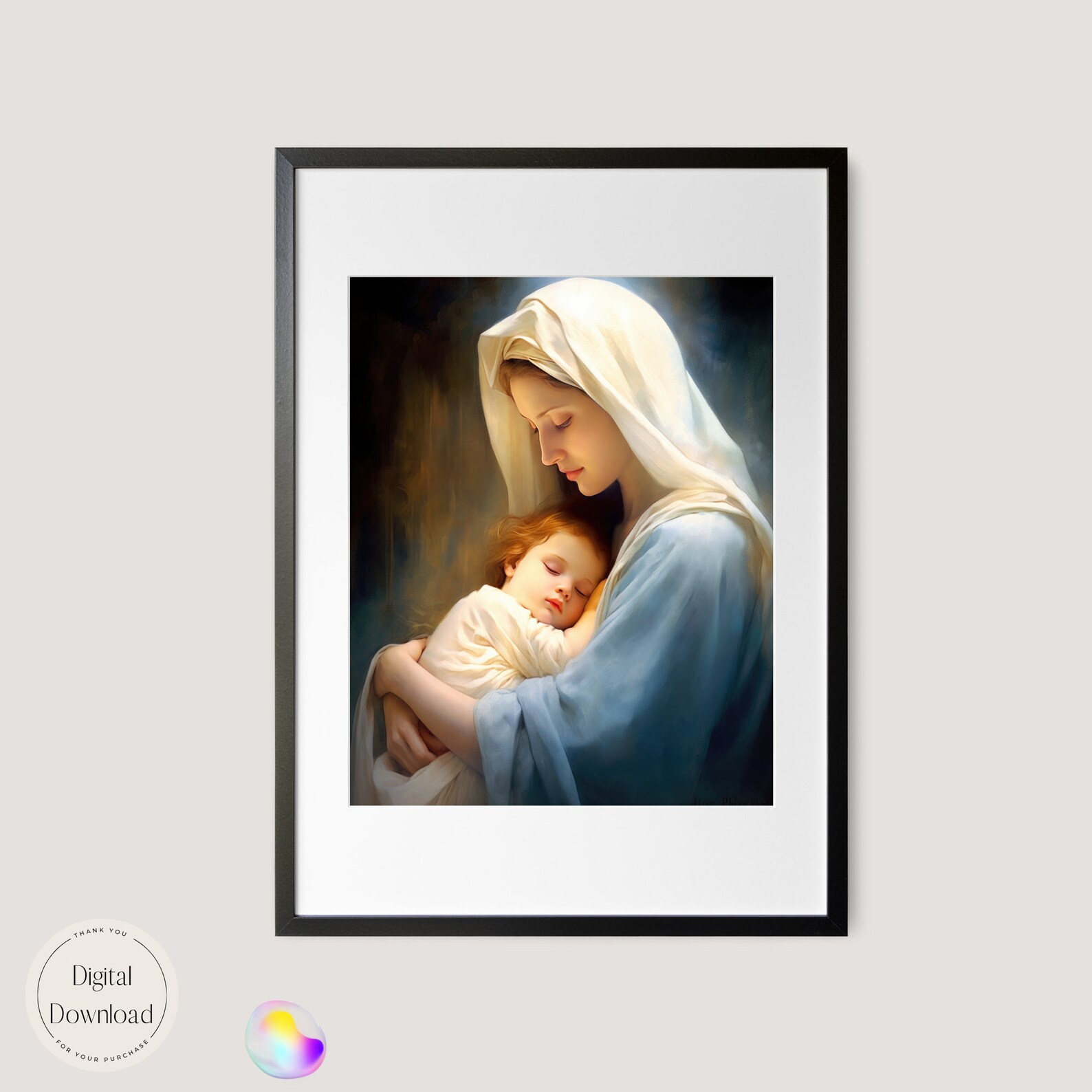 Mother Mary and Baby Jesus Printable Art 16 Instant Download A Blessed ...