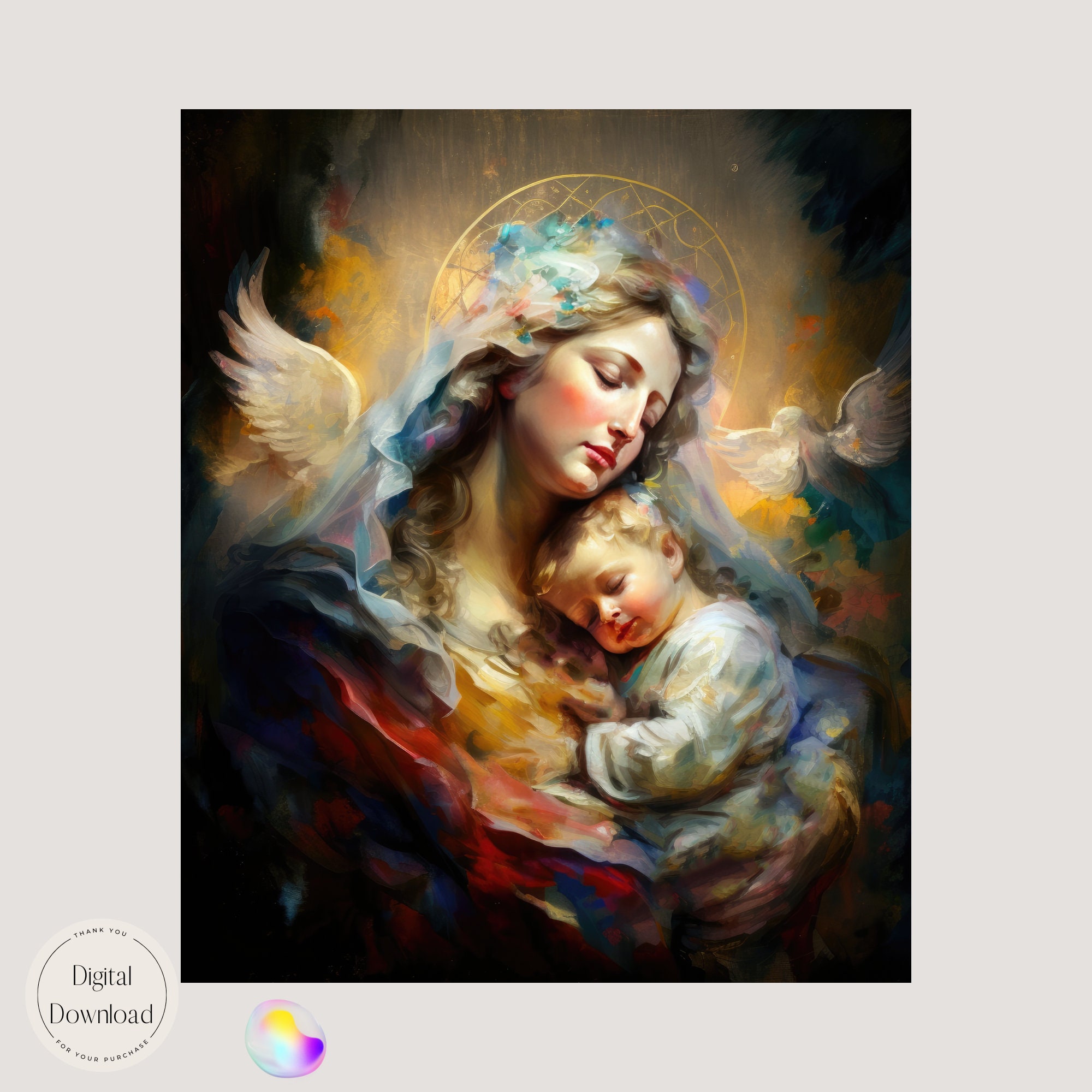 Marian Symbolism Inspirational Art | Mother Mary Religious Printable ...