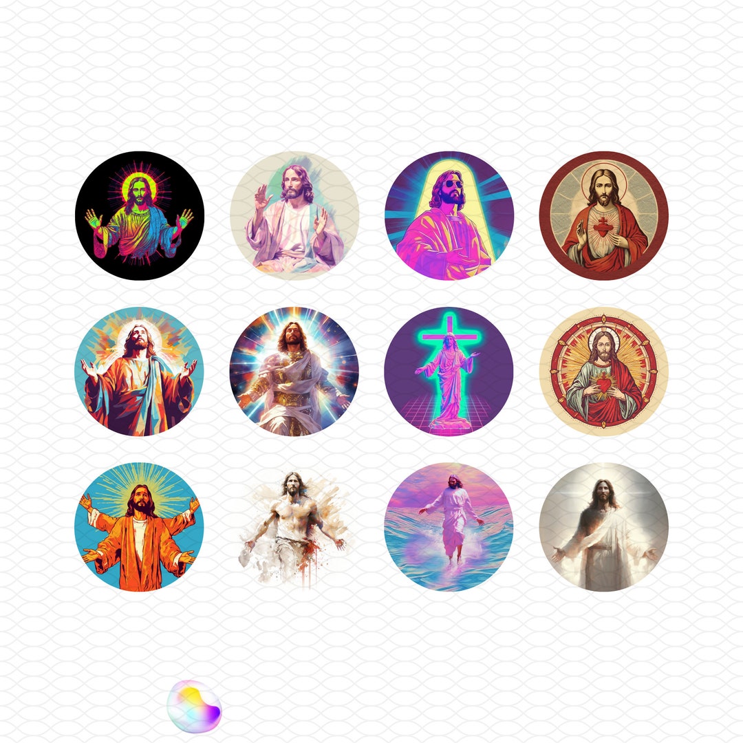 Praising Jesus | Jesus Christ Sticker Sheet - Circle Stickers 53 ...
