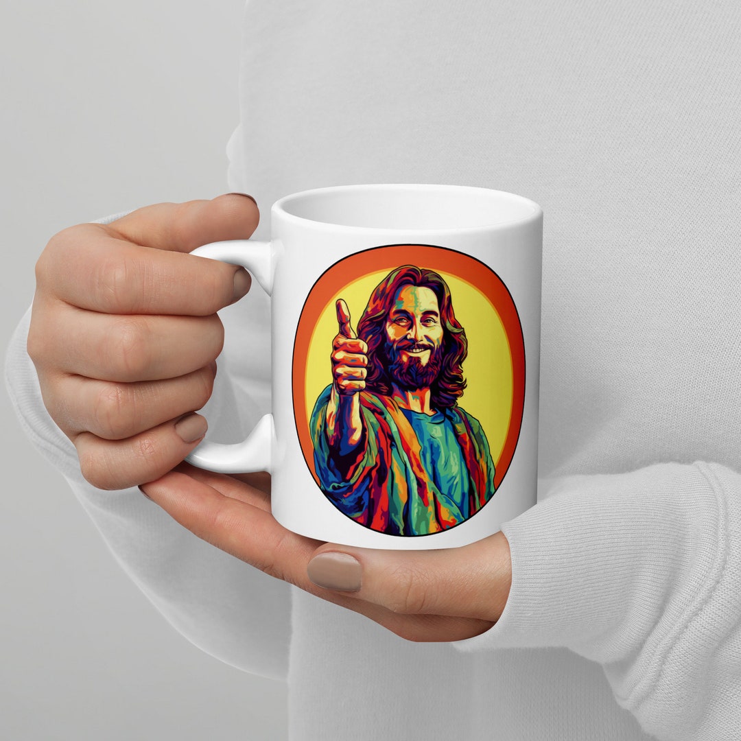 Jesus Giving You A Thumb up Mug Jesus Mug Jesus White Glossy Mug - Etsy