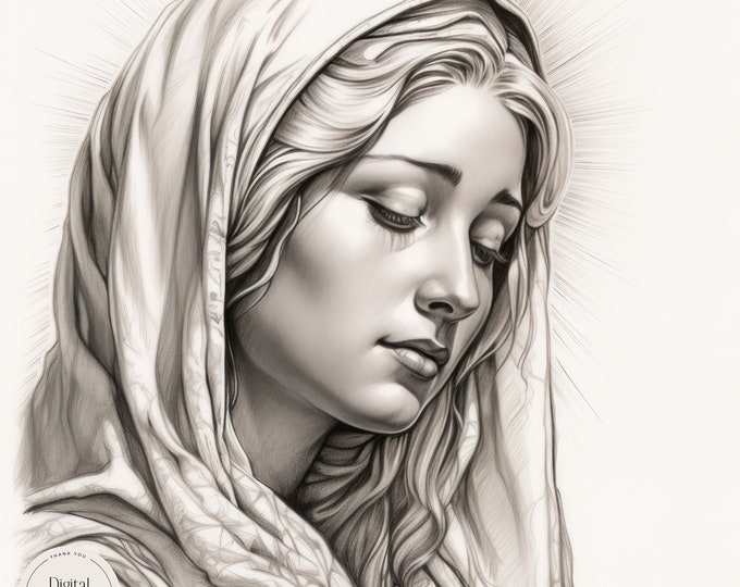 Divine Mother Mary Blessings Artwork | Mother Mary Religious Printable ...