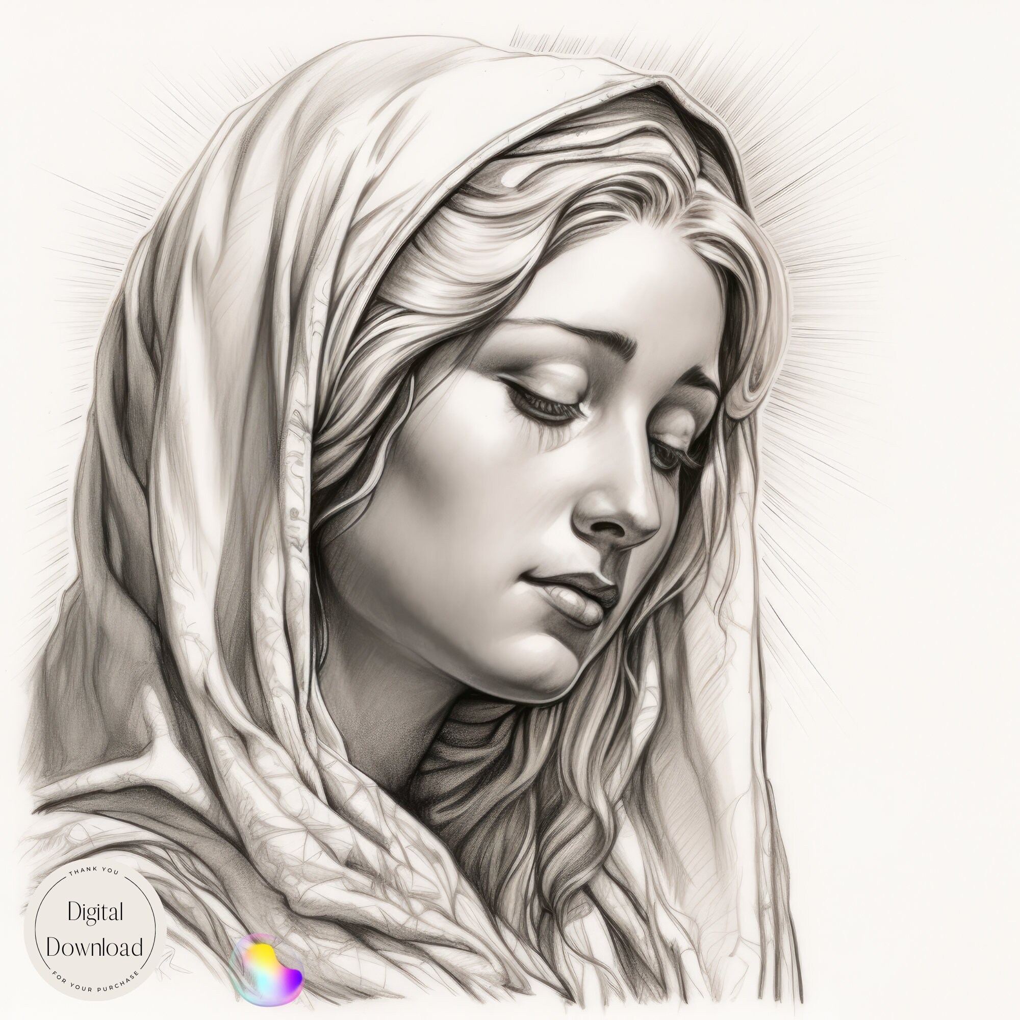 Divine Mother Mary Blessings Artwork | Mother Mary Religious Printable ...