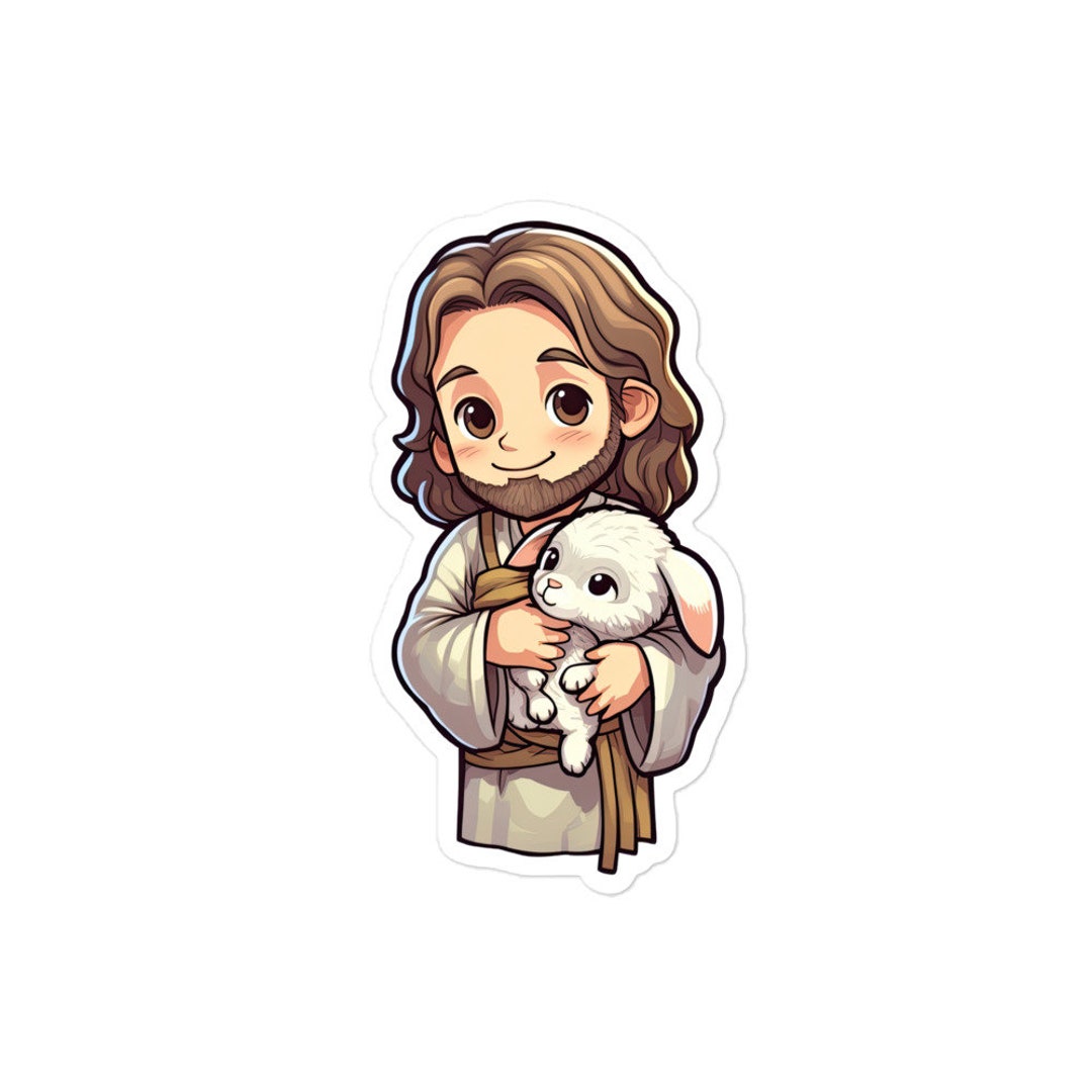 Cute Jesus, Chibi Jesus, Cartoon Jesus Sticker Kiss-cut & Bubble-free ...