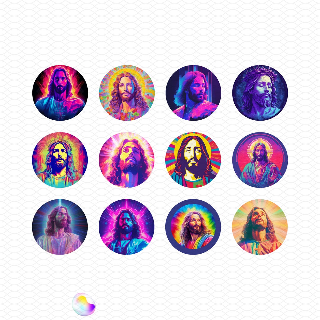 12x Jesus Christ Sticker Sheet - Circle Stickers 14 | Jesus Decals ...