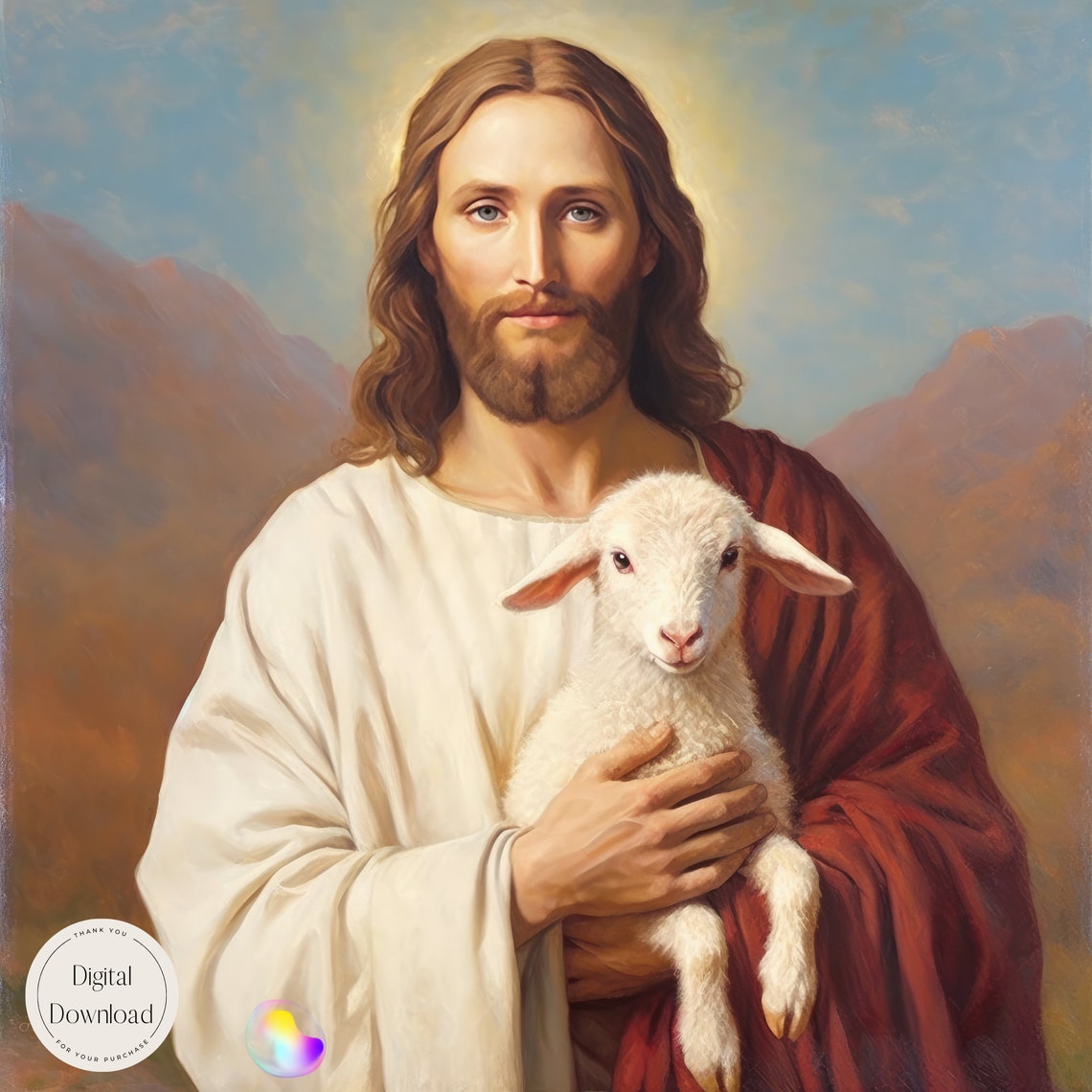 Jesus Christ & the Lamb Religious Printable Art 355 | Instant Download ...