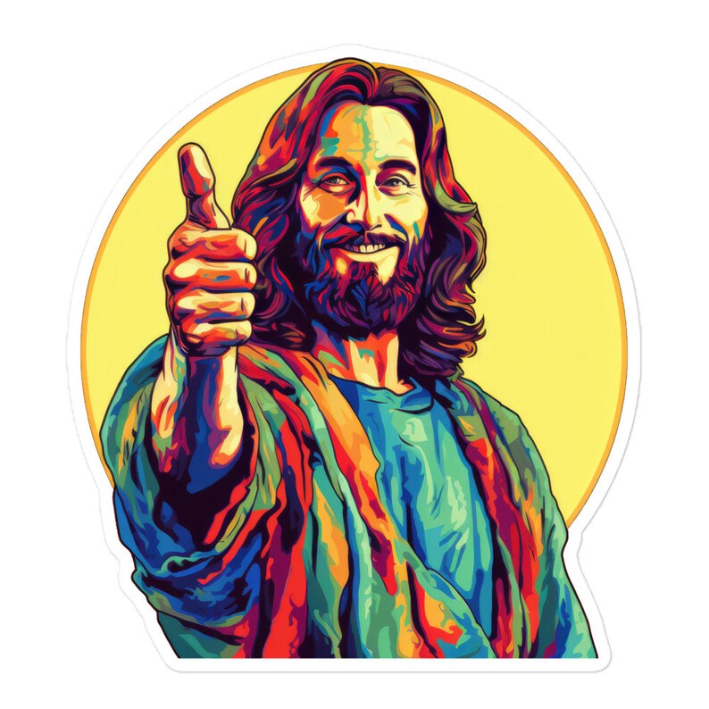 Jesus Giving A Thumb up Sticker Jesus Christ Decal Kiss-cut & Bubble ...