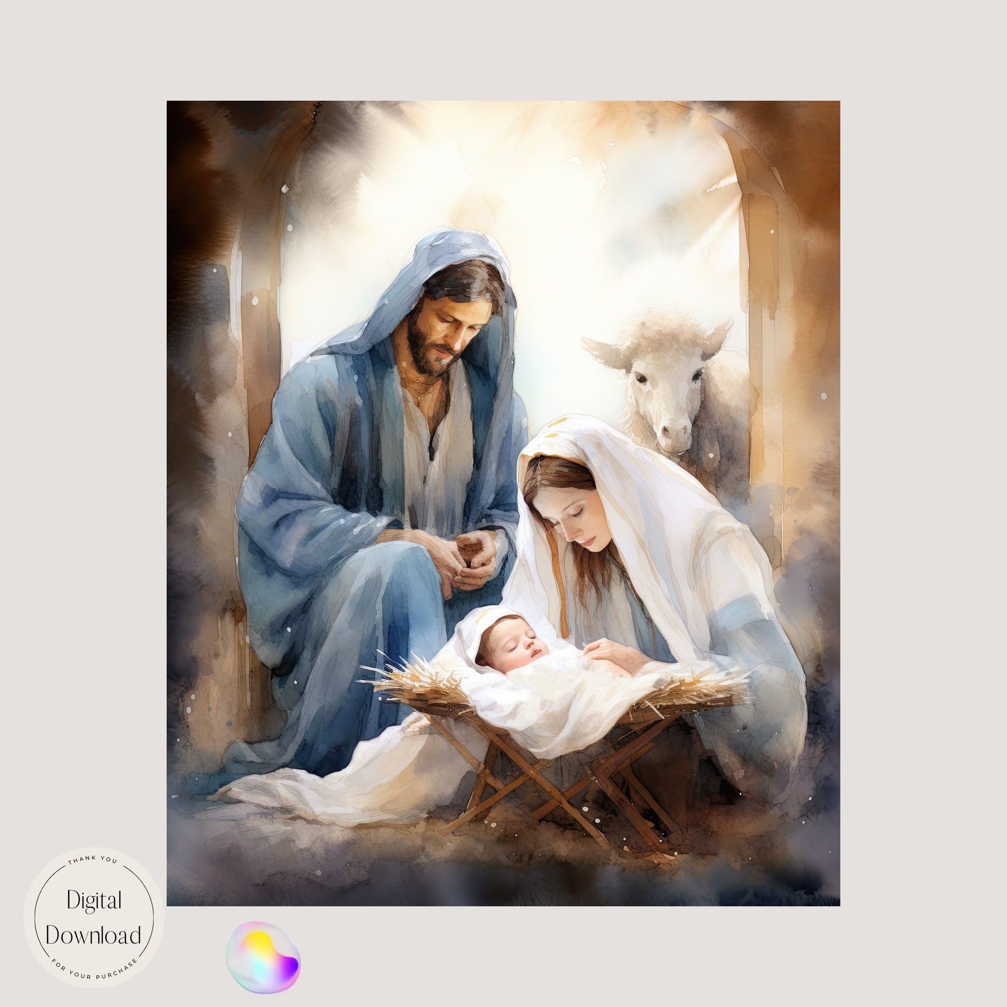 Nativity Scene Printable Art 6 | Instant Download | Whimsical Nativity ...