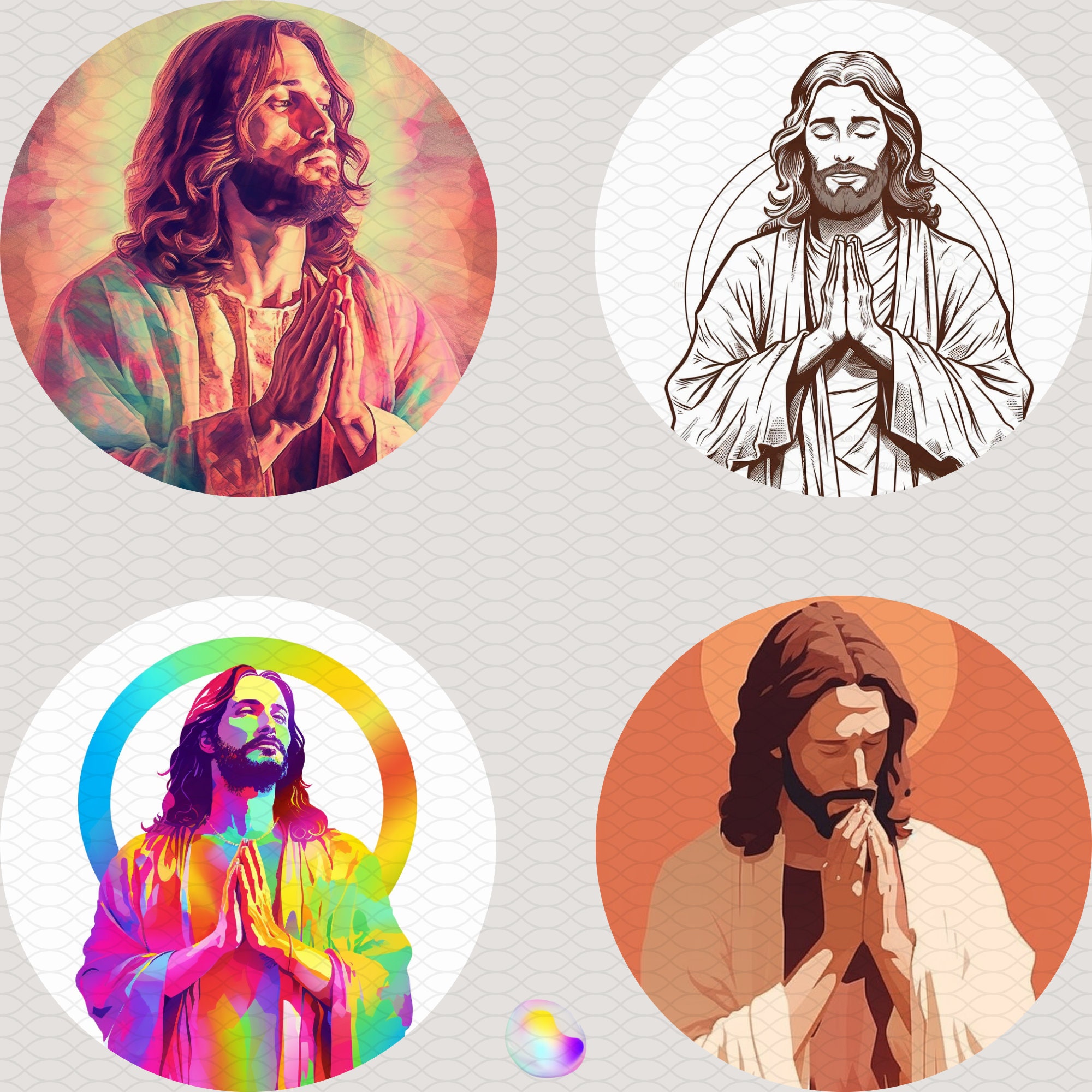 Jesus Praying Hand Stickers Christ Sticker Sheet Circle - Etsy